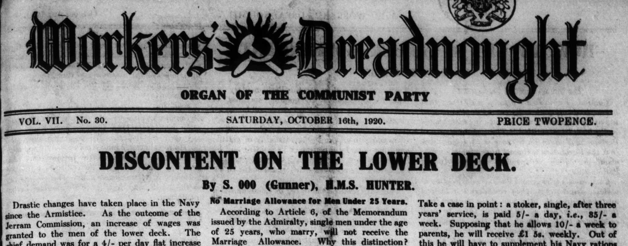 The Workers' Dreadnought (Vol. 07 No. 30 - 16 October 1920) | libcom.org